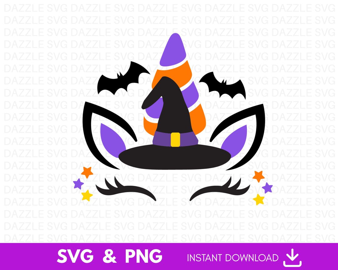 Unicorn Halloween Face Svg, Halloween Shirt Svg, Unicorn Witch Svg ...
