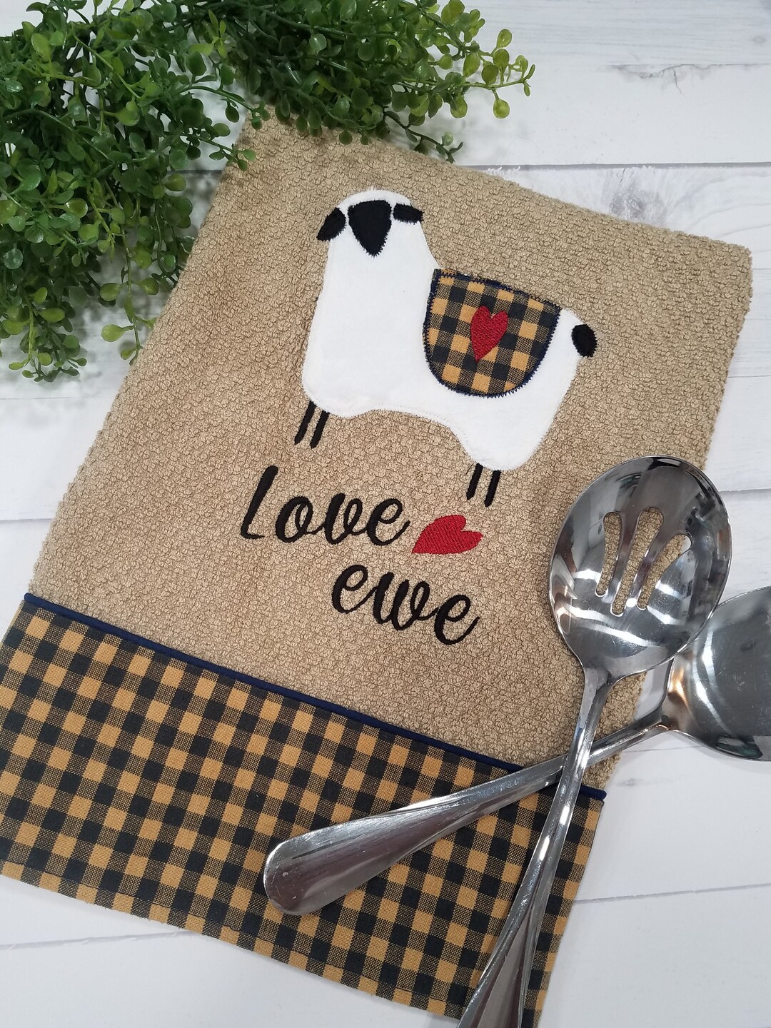 Sheep Embroidered Towel/primitive Sheep Towel/sheep Kitchen Towel/sheep ...