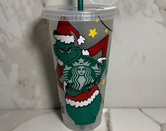 The Grinch Christmas Themed Starbucks Cold Cup - Etsy