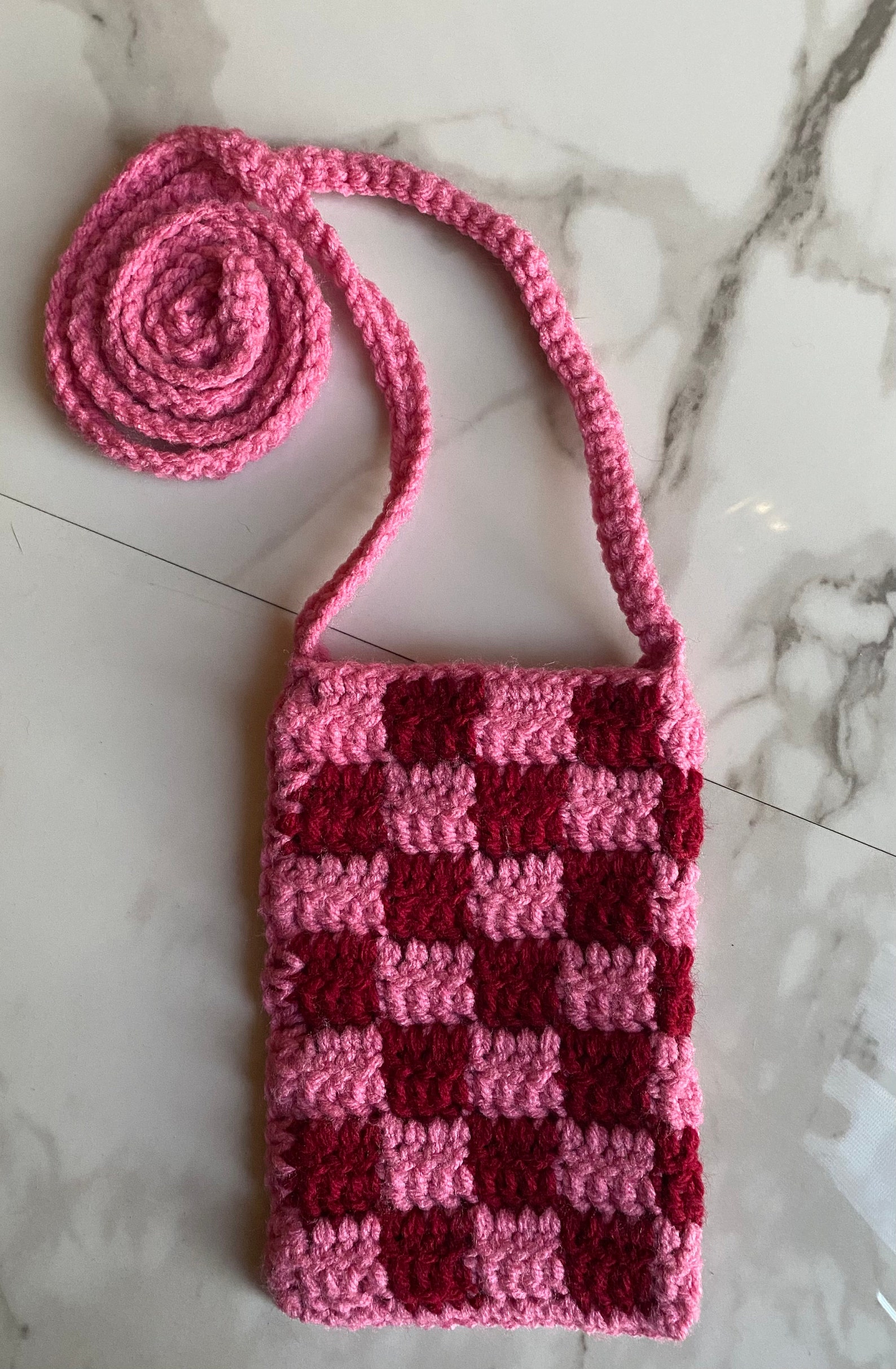 Custom Handmade Crochet Checker Shoulder Bag, Checkered Crochet Tote ...