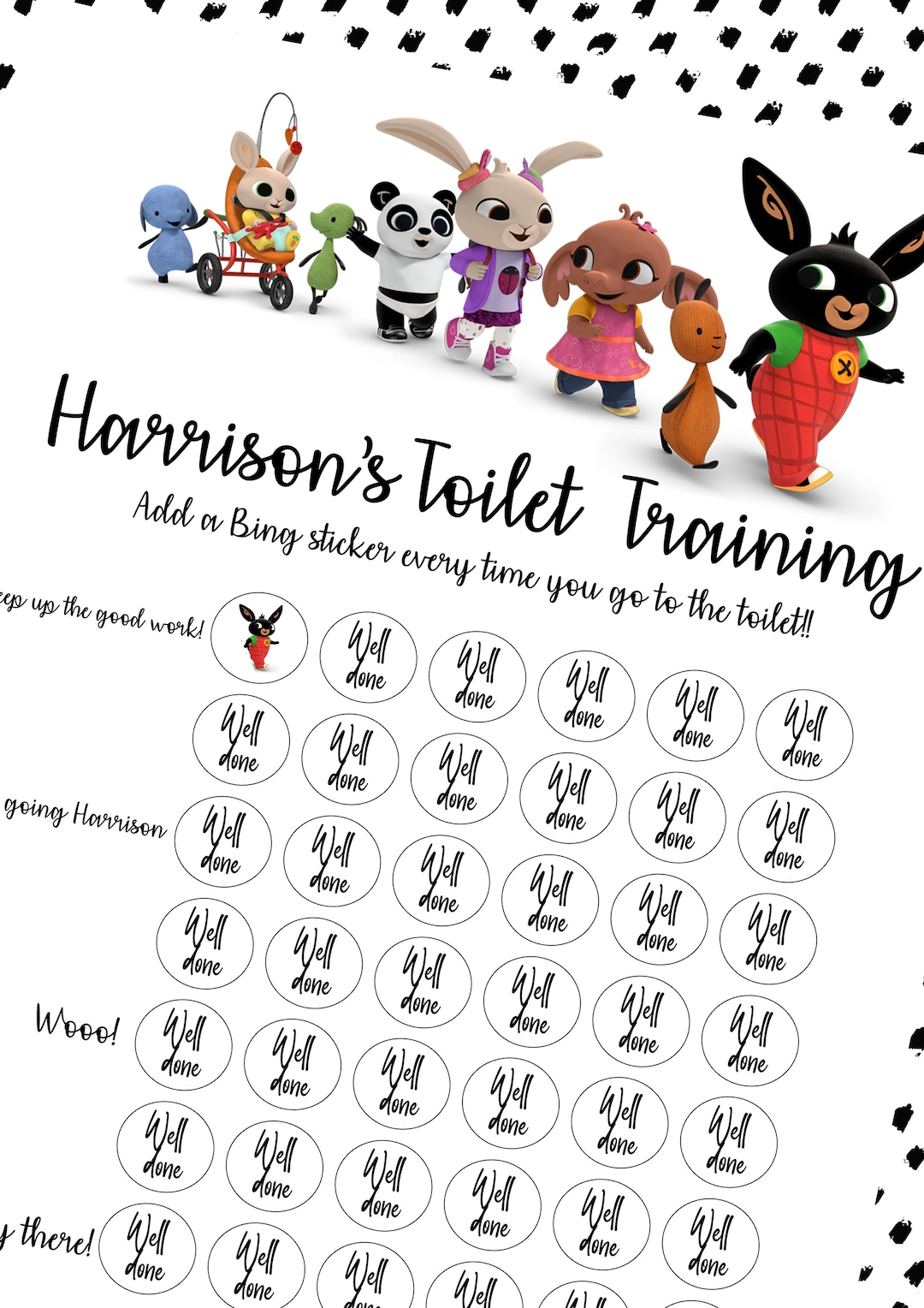BING Potty Toilet Training Reward Chart With Matching Stickers ...
