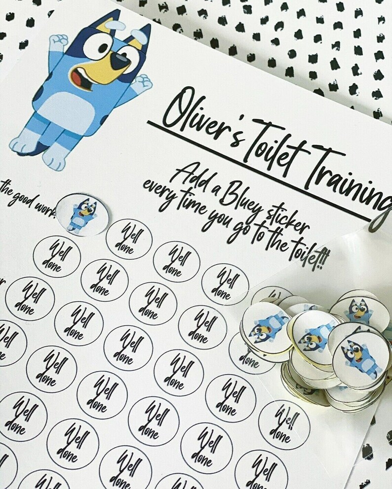 Bluey Potty Toilet Training Reward Chart Matching Free Stickers ...