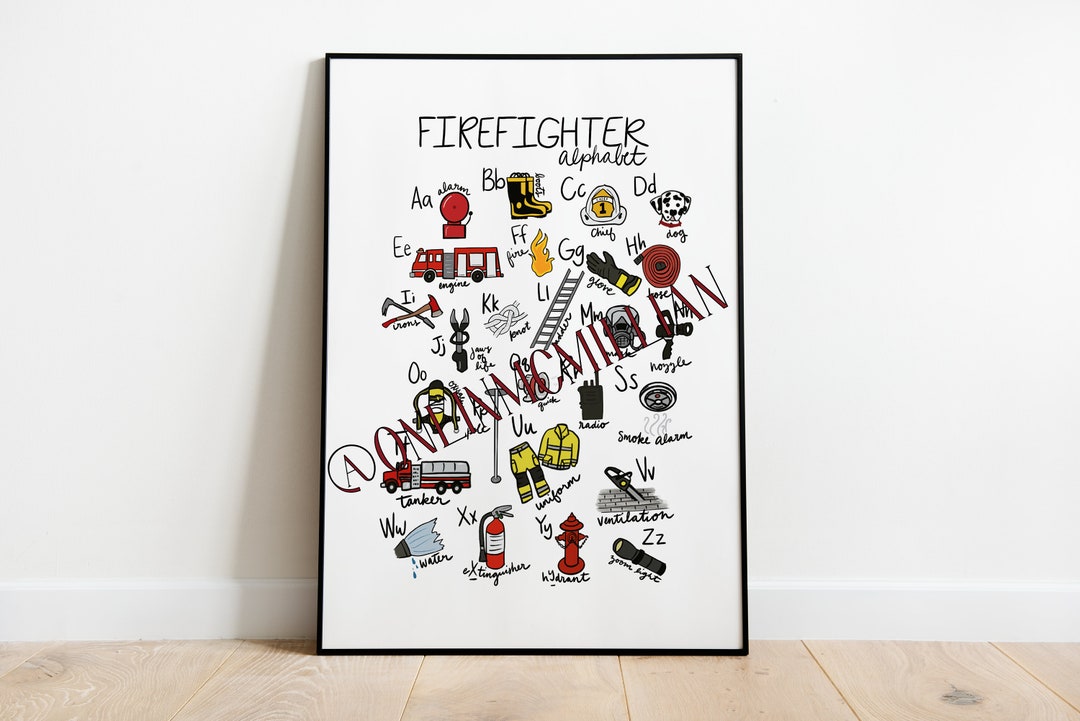 Custom Illustrated Firefighter Alphabet - Etsy