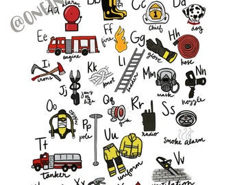Firefighter Alphabet - Etsy