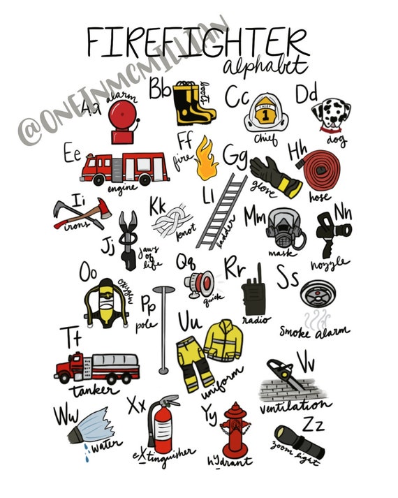 Custom Illustrated Firefighter Alphabet - Etsy