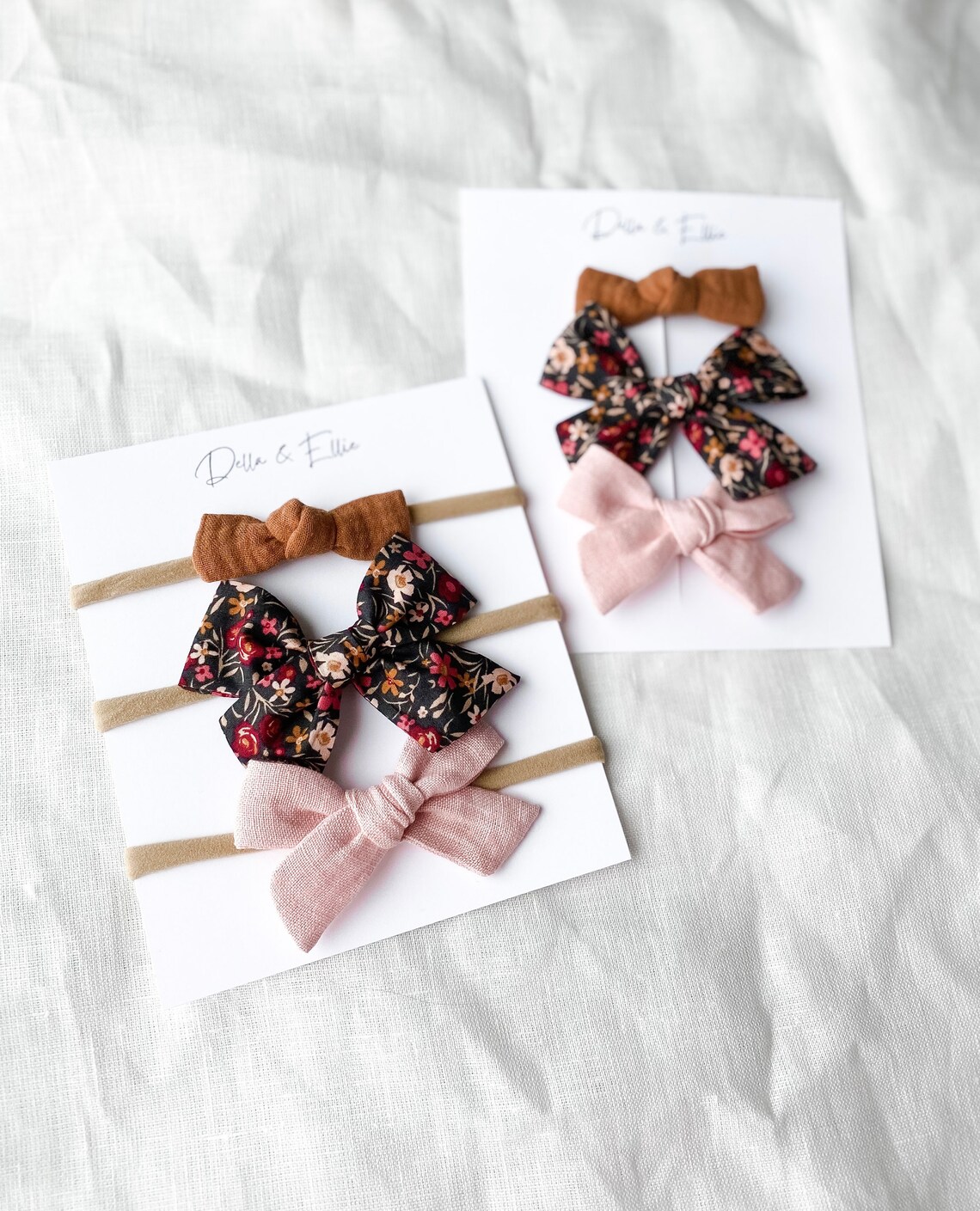 Baby Hair Bow Set Set of 3 Bows Baby Headbands Linen Bow Gauze Bow ...