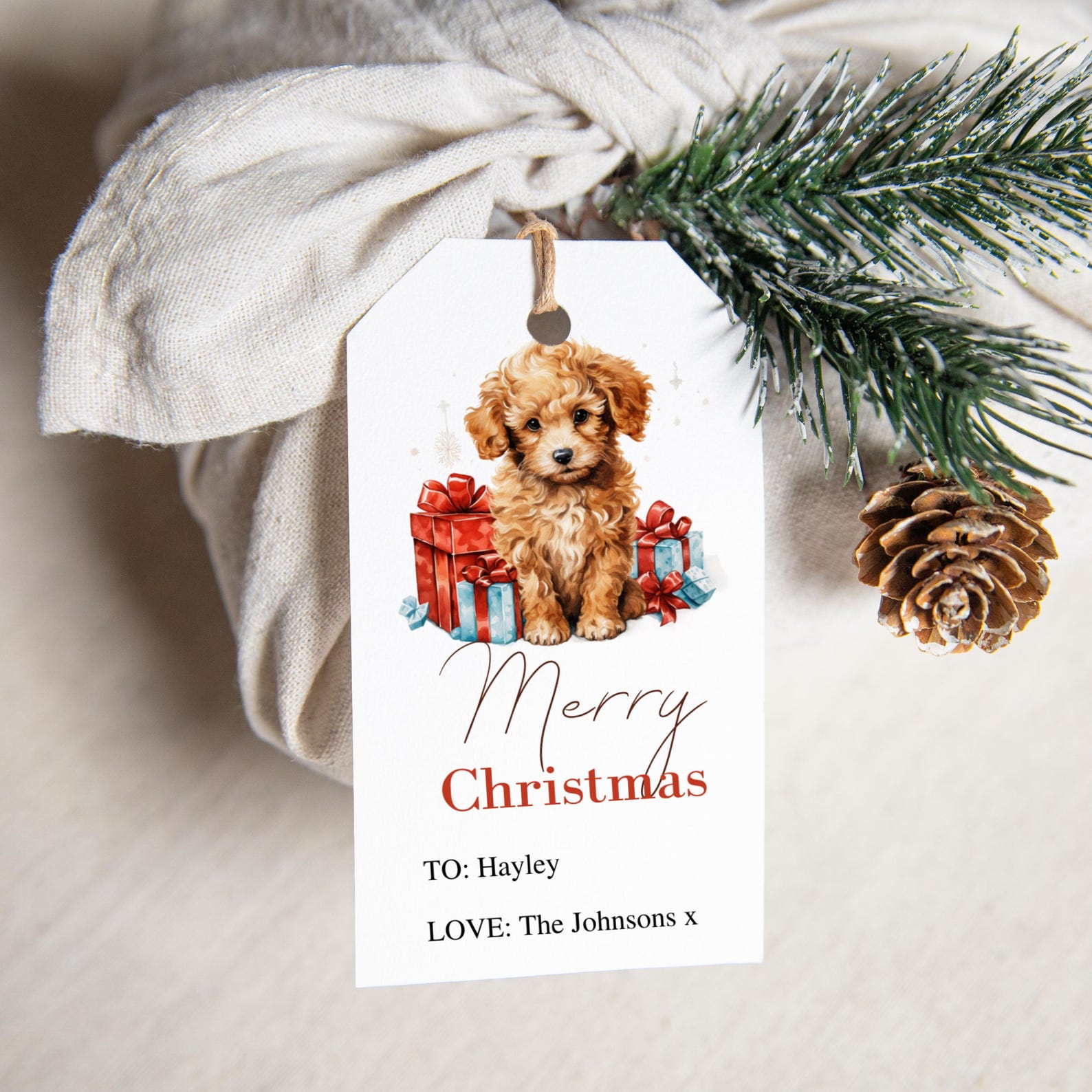 Editable Christmas Gift Tag Printable Gift Tag Christmas Dog Gift Tag ...