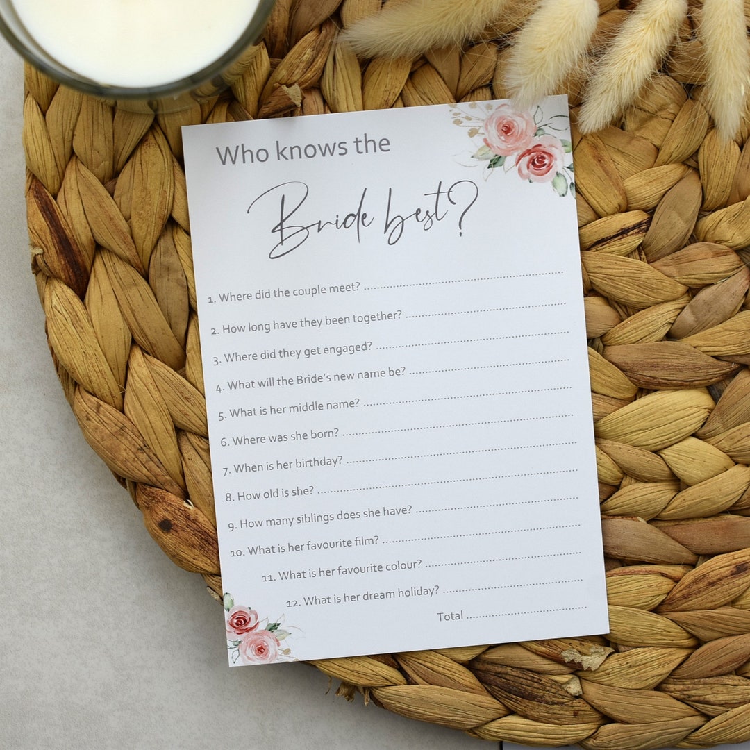 BULK - Who Knows the Bride Best | Hen Party Games | Hen Party Game ...
