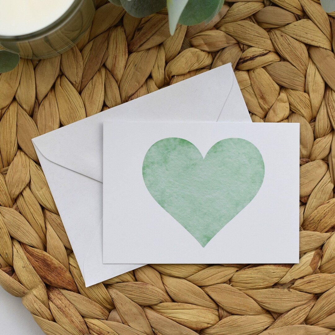 BULK - Green Heart Notecards Pack of 10 | Notecards | Wedding Notecards ...