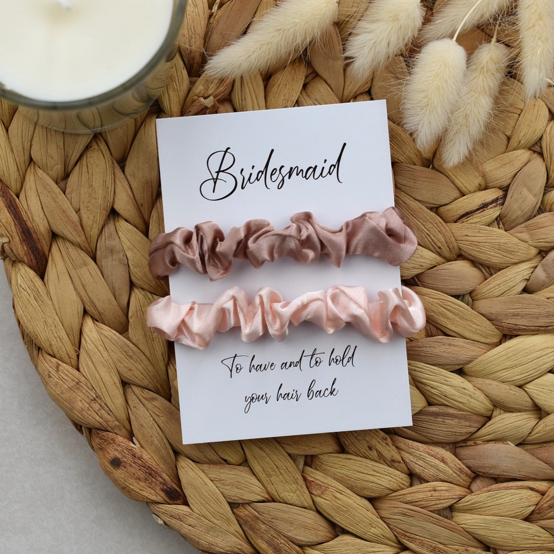 Champagne & Pink Wedding Hair Scrunchies | Hair Scrunchies | Wedding ...