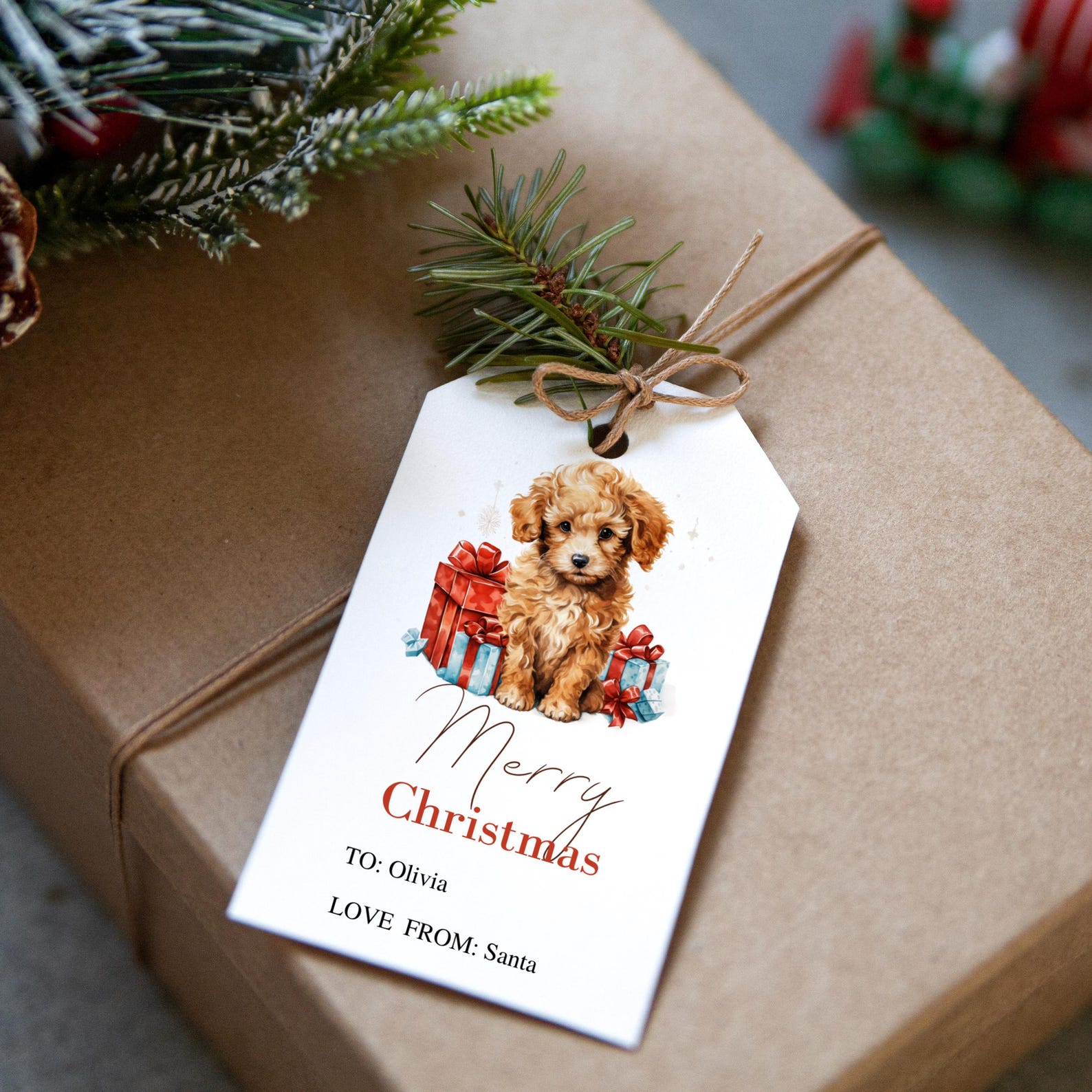 Editable Christmas Gift Tag Printable Gift Tag Christmas Dog Gift Tag ...