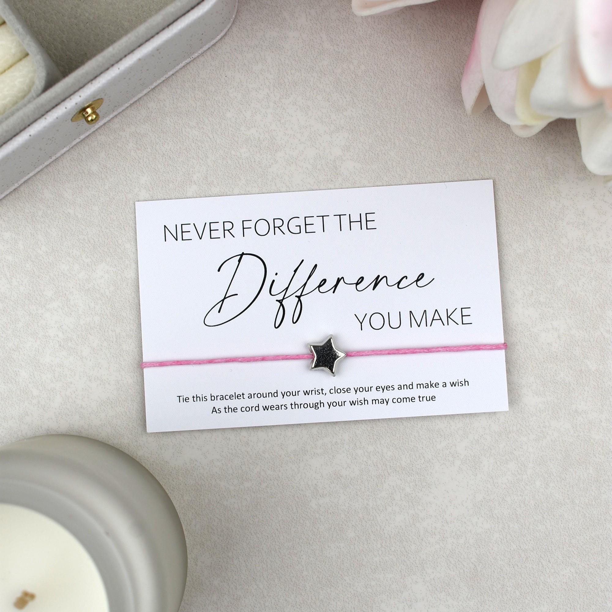 BULK - Never Forget the Difference You Make Wish Bracelet | Thank You ...