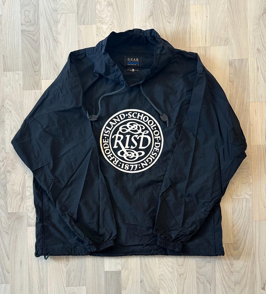 RARE Vintage RISD Waterproof Jacket, 90's Black Pullover Jacket, Rhode ...