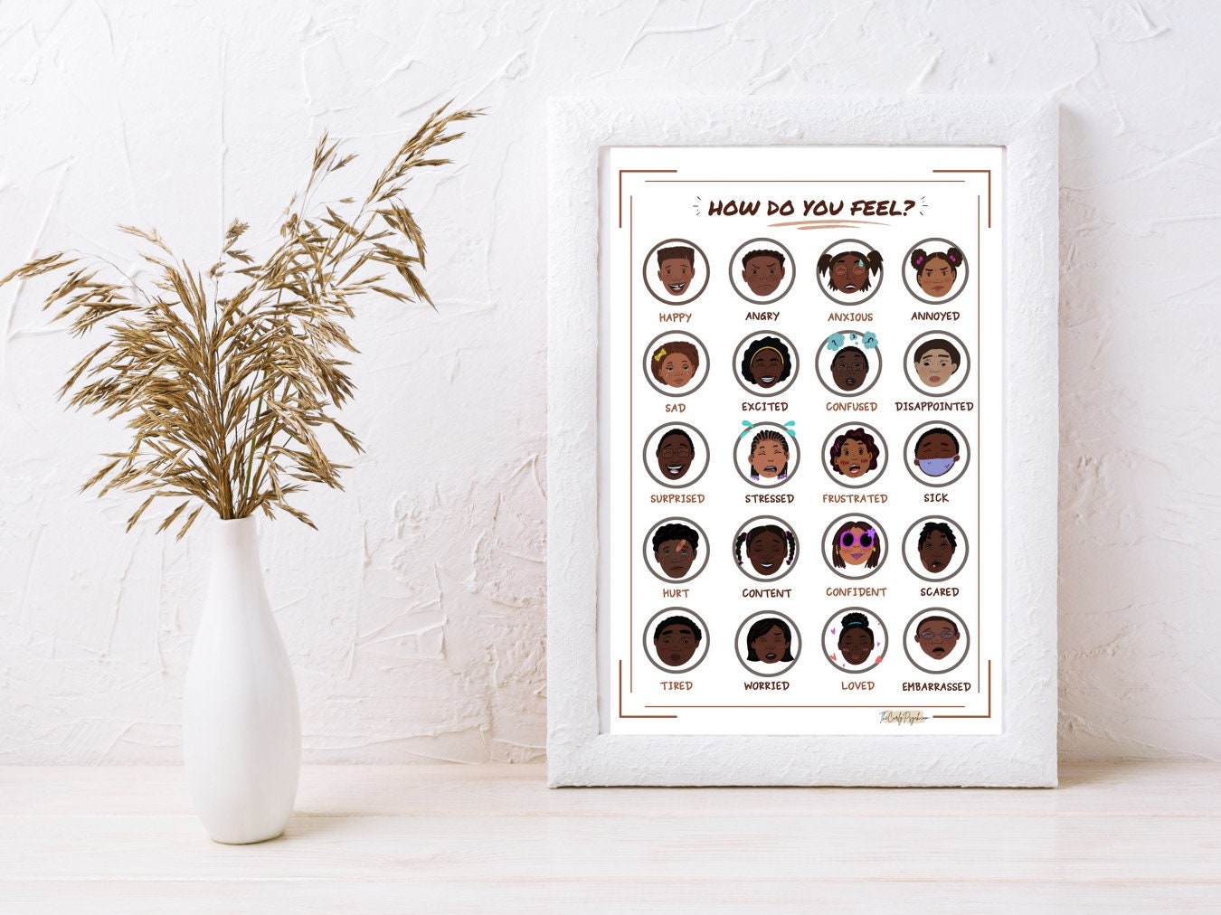 Feelings Chart Printable Feelings Chart Multicultural - Etsy