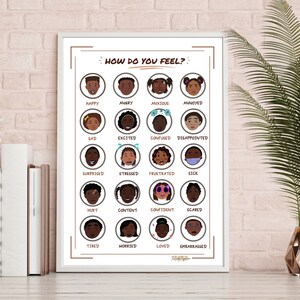 Feelings Chart Printable Feelings Chart Multicultural - Etsy