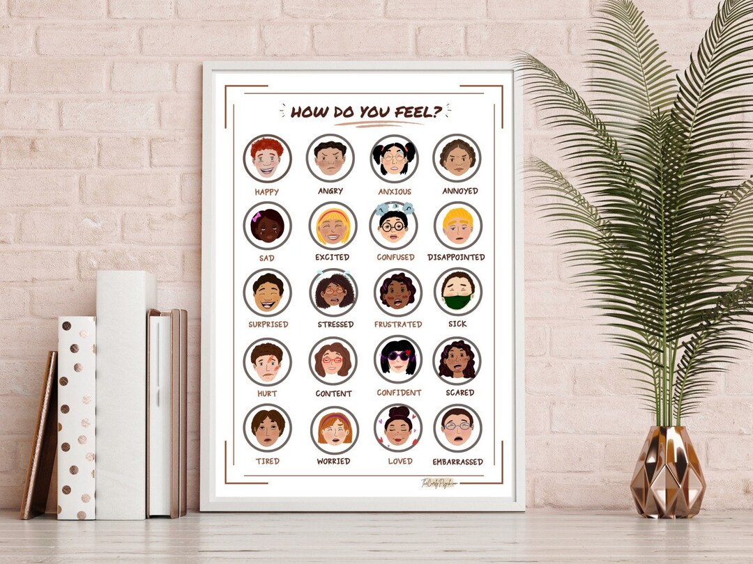 Feelings Chart Printable Feelings Chart Multicultural - Etsy UK