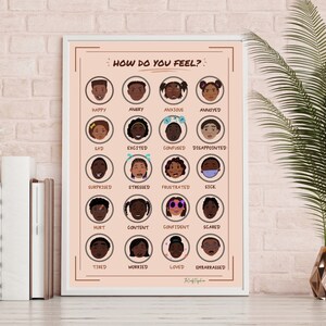 Feelings Chart Printable Feelings Chart Multicultural | Etsy