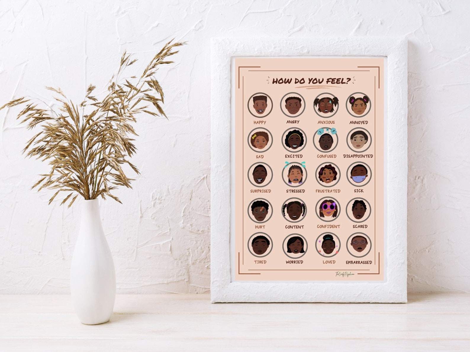 Feelings Chart Printable Feelings Chart Multicultural - Etsy