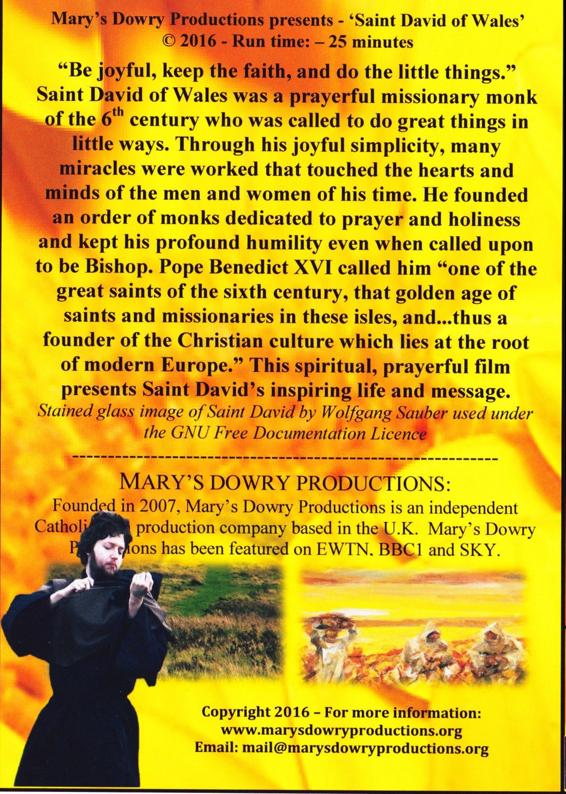 Saint David of Wales, DVD Film, Mary's Dowry Productions - Etsy