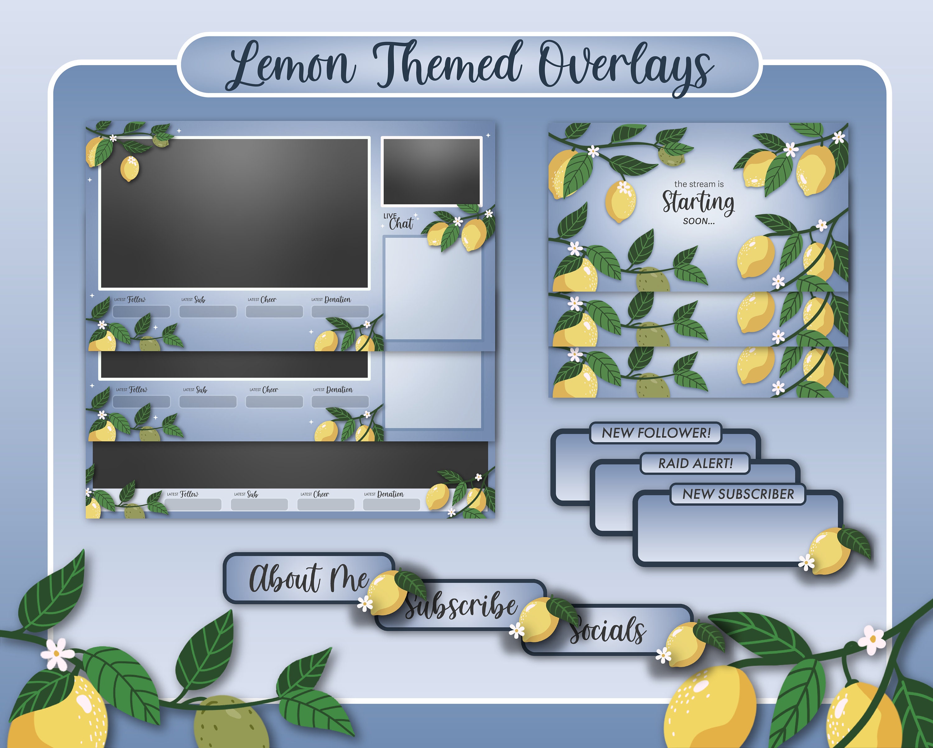 Lemon Themed Stream Overlays Pack - Etsy