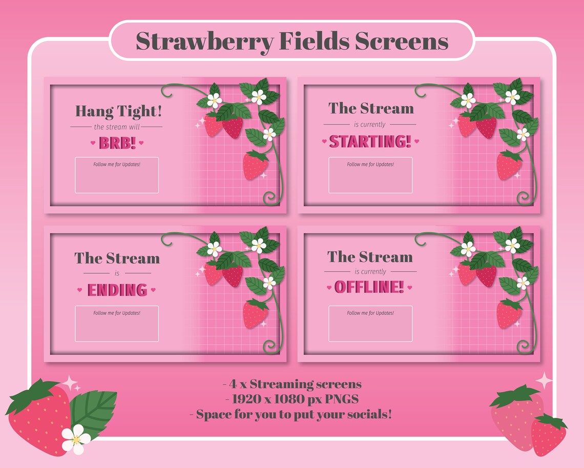 Strawberry Fields Stream Overlay Pack Etsy New Zealand