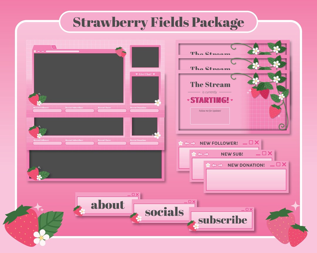Strawberry Fields Stream Overlay Pack - Etsy