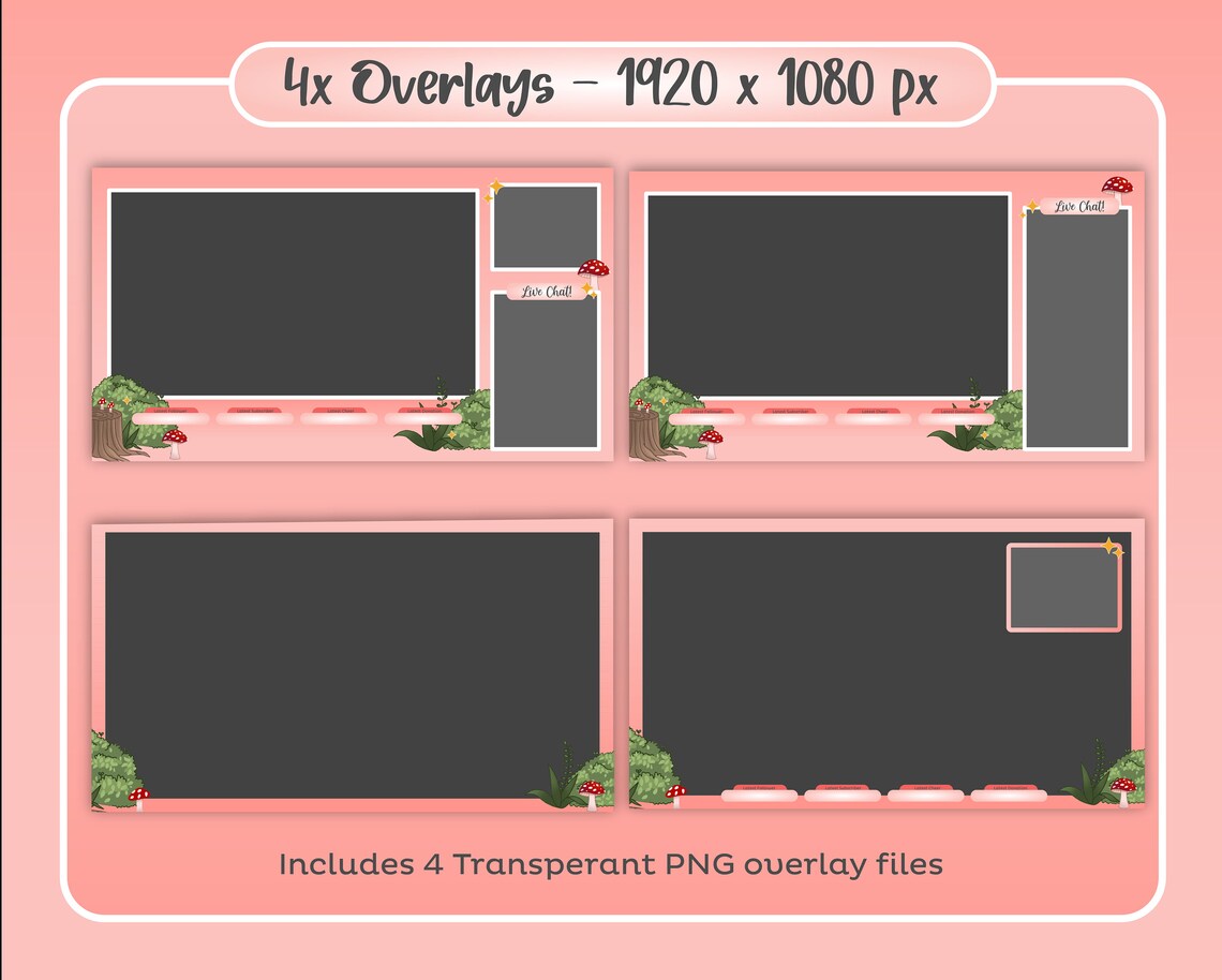 Mushroom Cottagecore Stream Overlay Pack Animated Screens - Etsy
