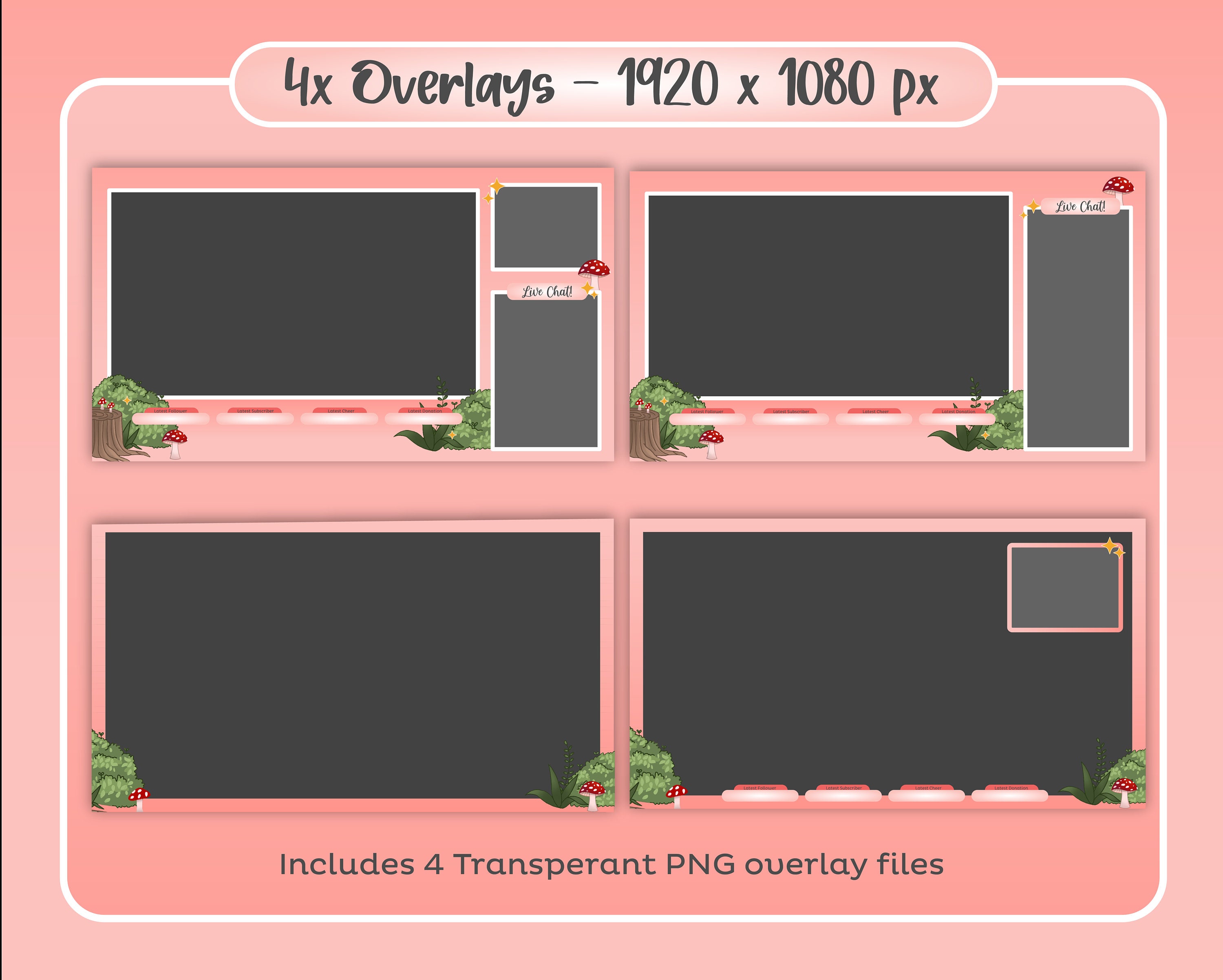 Mushroom Cottagecore Stream Overlay Pack Animated Screens - Etsy