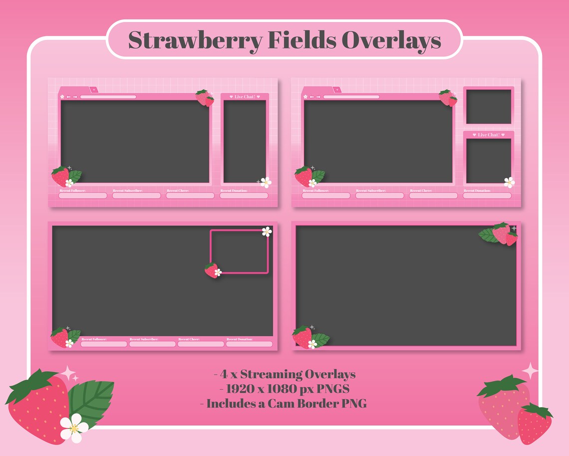 Strawberry Fields Stream Overlay Pack - Etsy New Zealand