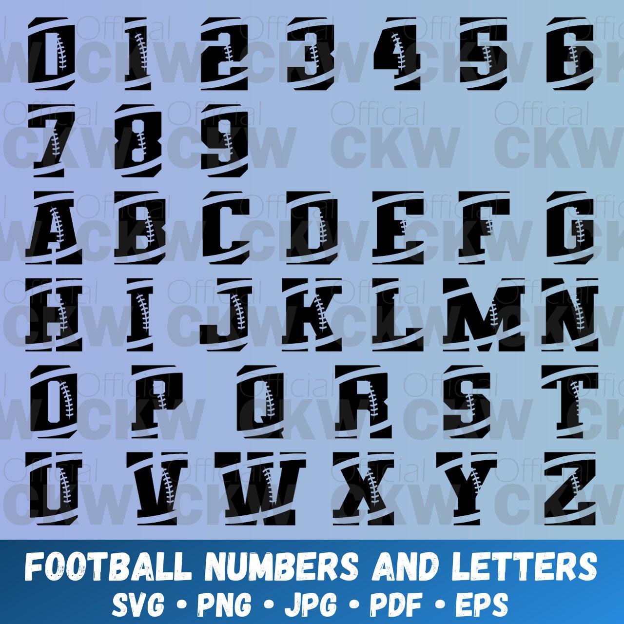 Football Alphabet & Numbers SVG, Png, Jpg, Pdf, Eps Bundle - 0-9 A-Z ...
