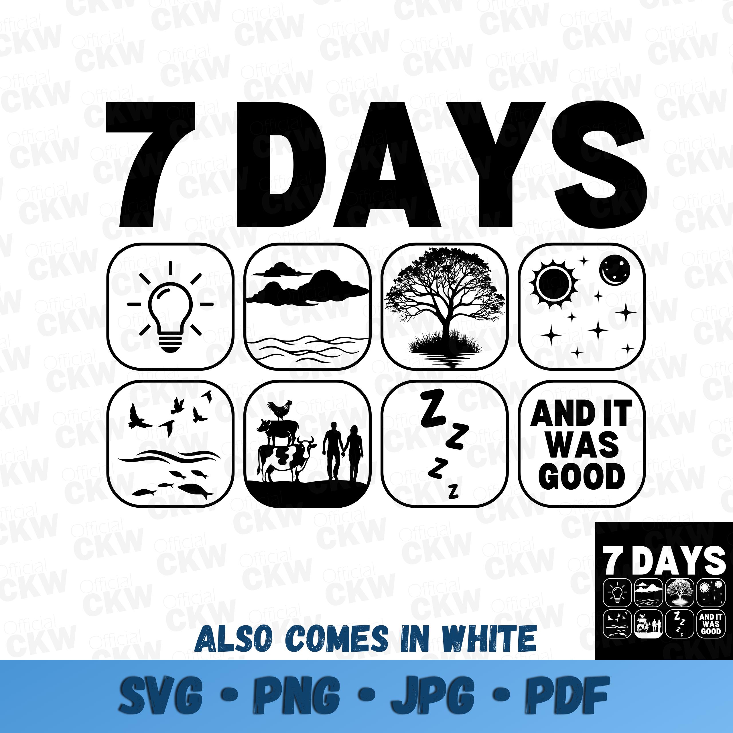 7 Days of Creation Genesis 1 Design SVG PNG Vector for Christian Shirts ...
