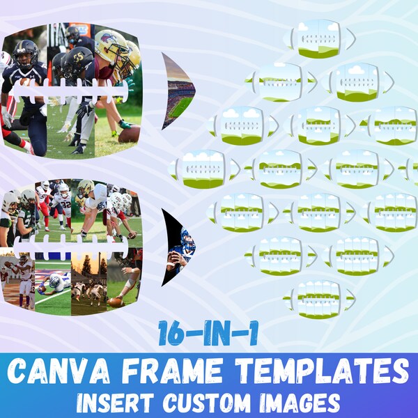 16 in 1 Football Collages Team/player Frame Sport Templates for Canva ...