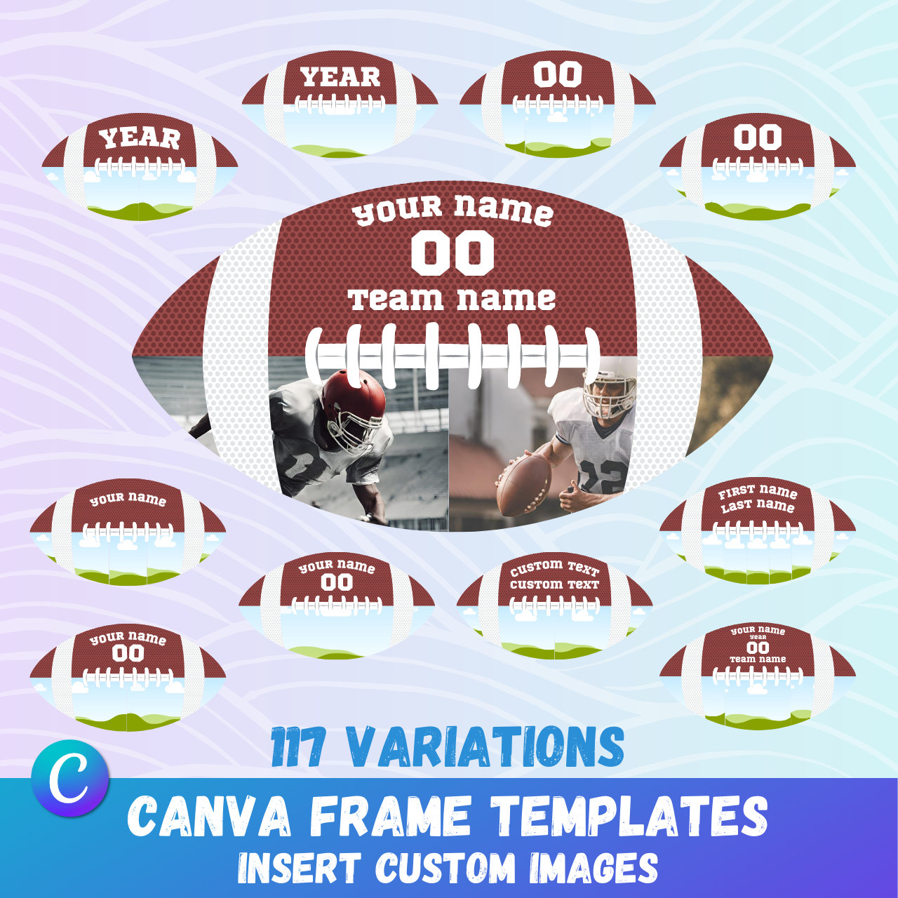 117 Variation Football Canva Image Collages for Sports Team/player ...