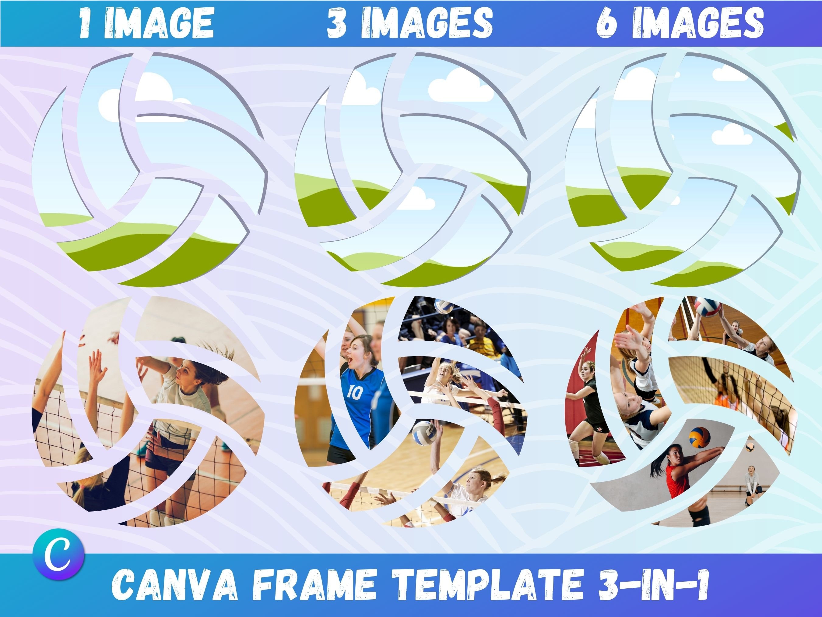 3-in-1 Volleyball Collages Team/player Frame Template for Canva - Etsy