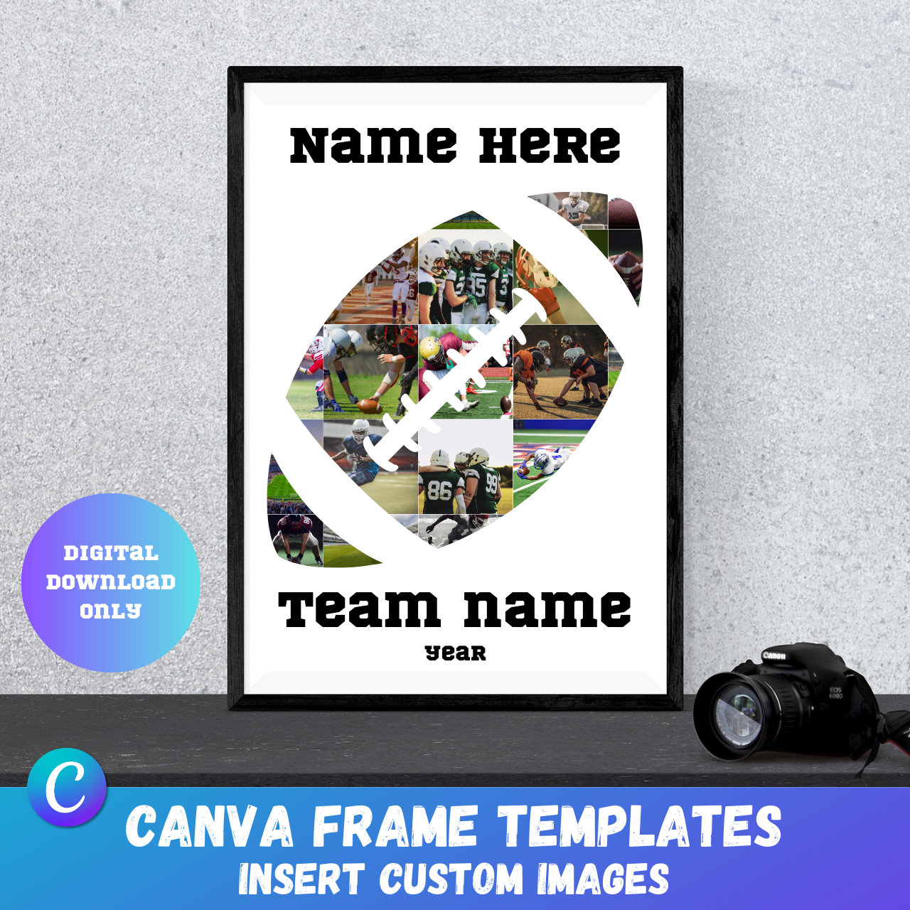 20 Image Football Photo Collage Team/player Frame Sport Templates for ...