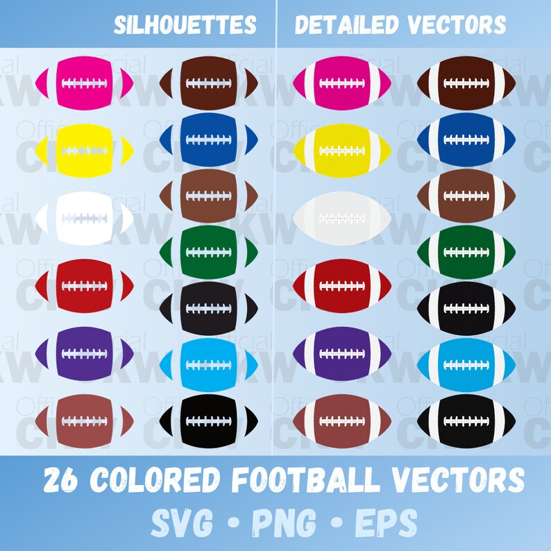 Football Vector Set | 26 Designs in SVG, EPS, PNG | 13 Colors ...