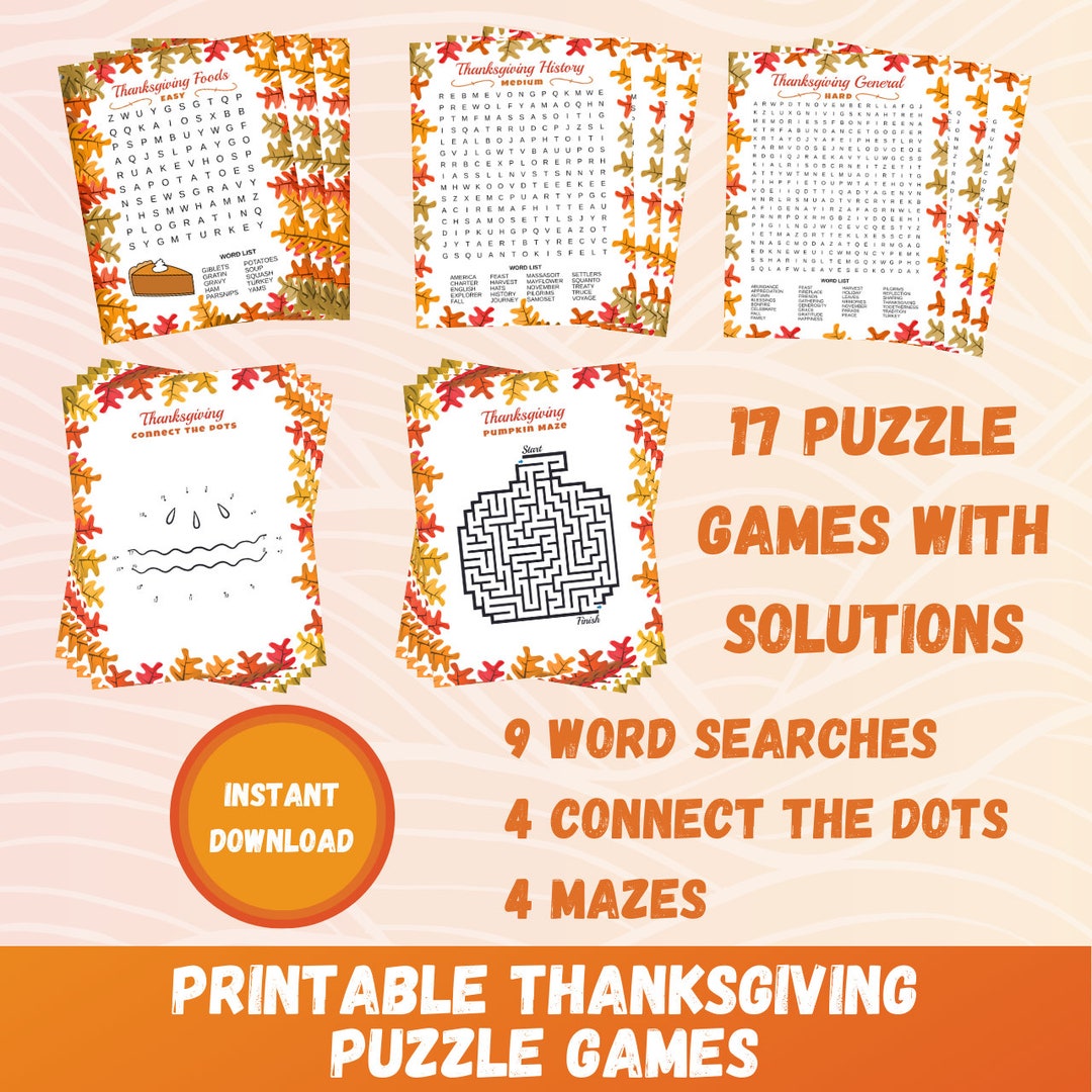 Thanksgiving Activity Bundle - Word Searches, Mazes, Connect the Dots ...