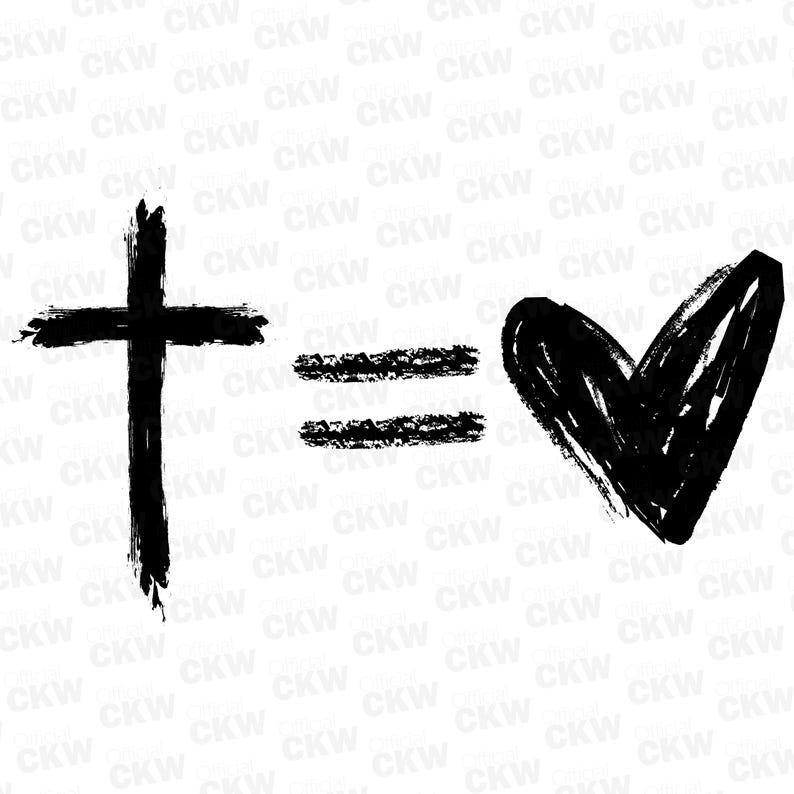 Cross = Heart, Jesus Equals Love SVG PNG Vector for Christian Shirts ...