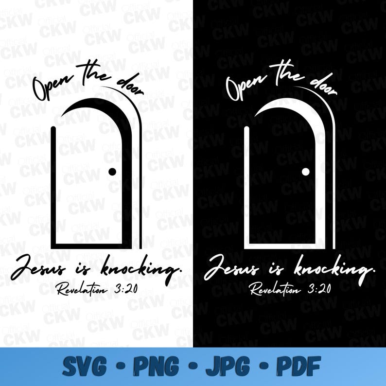 Open the Door Jesus is Knocking Revelation 3:20 Bible Verse SVG PNG ...