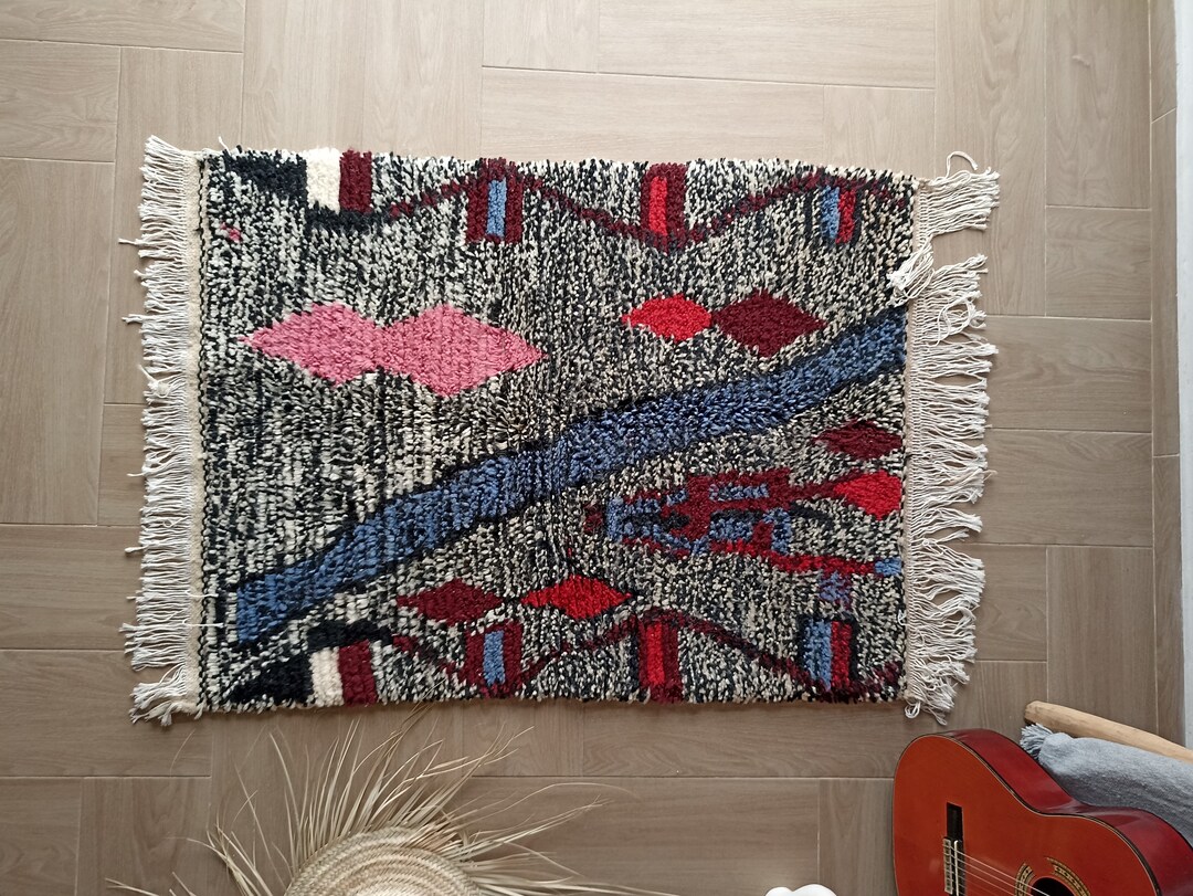 Small Moroccan Rug, Handmade Rug, Small Gray Beni Ouarain Rug-berber ...