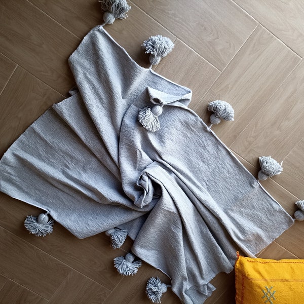 Moroccan Pom Pom Throw Blanket - Etsy
