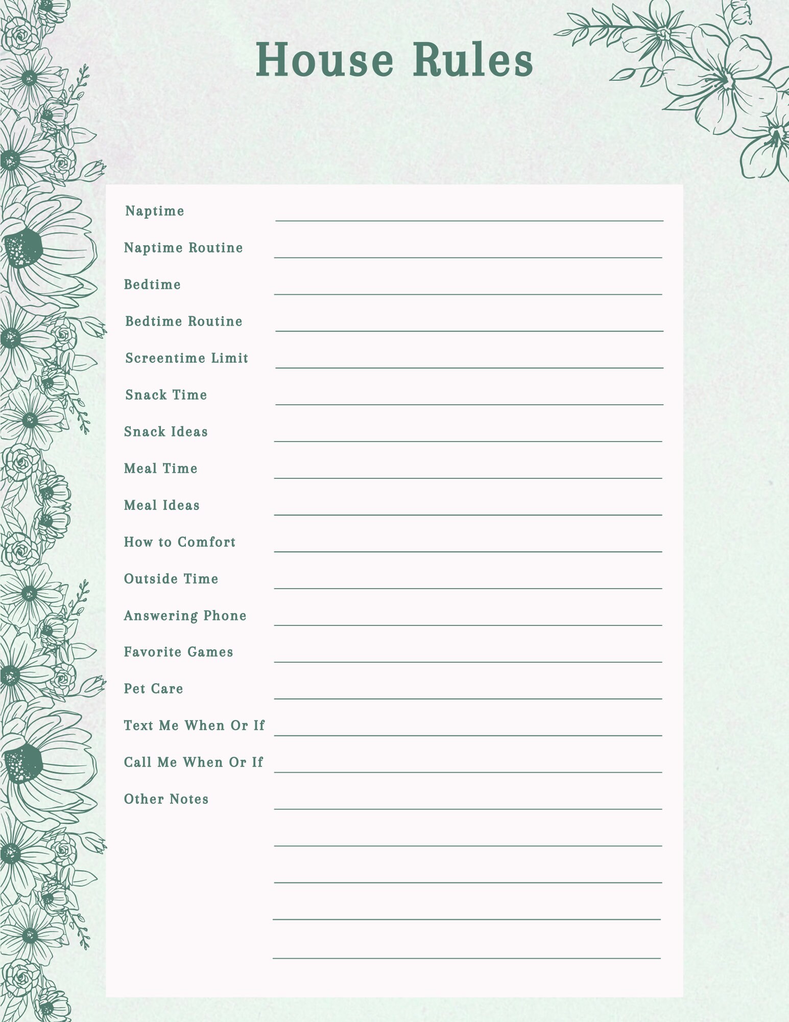 Complete Babysitter's Kit: Essential Printables for Safe & Smooth ...