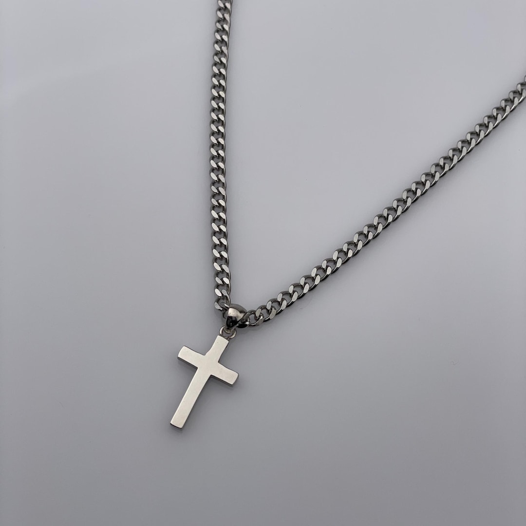 Men's Cross Necklace - Men's Necklace - Silver Cross Necklace - 925 ...