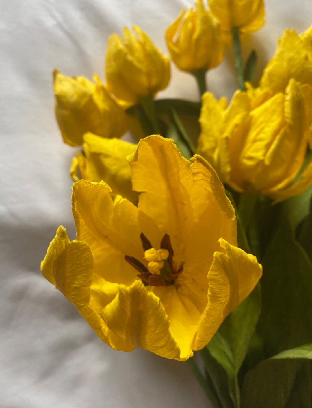 One Dozen Long Stem Custom Tulip Bouquet, Realistic Crepe Paper Flowers ...