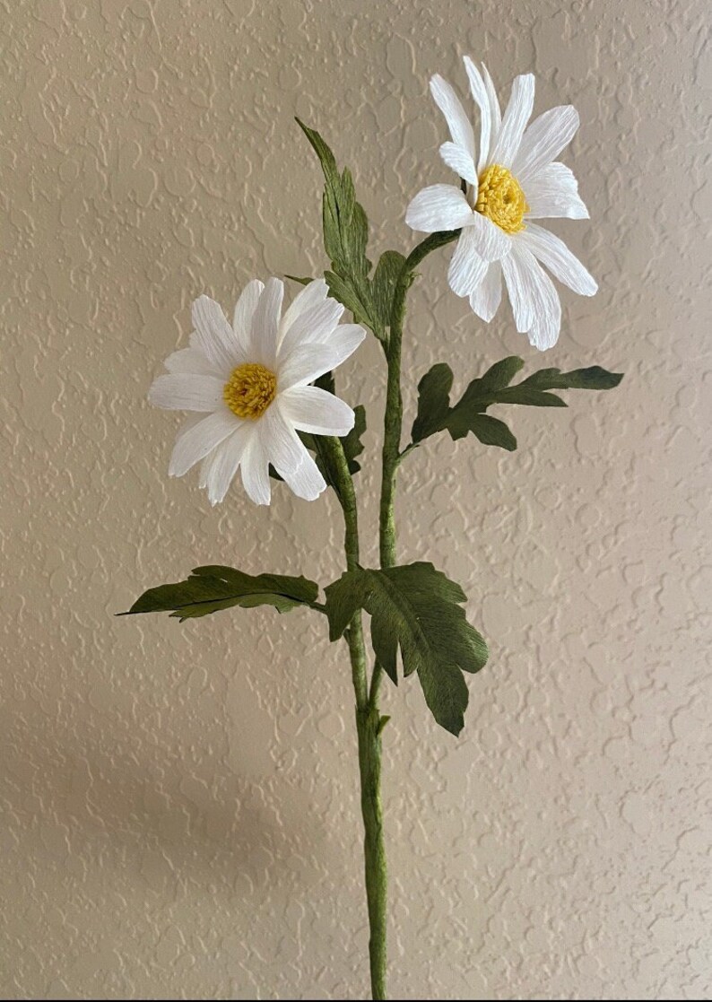 Hand Made Crepe Paper Daisy, Single Stem, Home Decor, Valentines Day ...