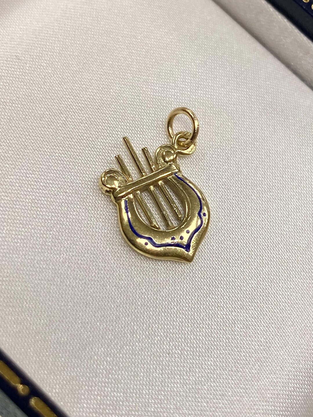 9ct Yellow Gold Lyre / Harp String Instrument Charm / Pendant - Etsy