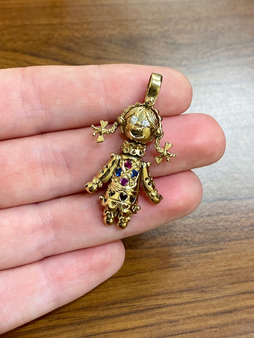 Fabulous 9ct Yellow Gold Vintage Rag Doll Pendant - Etsy