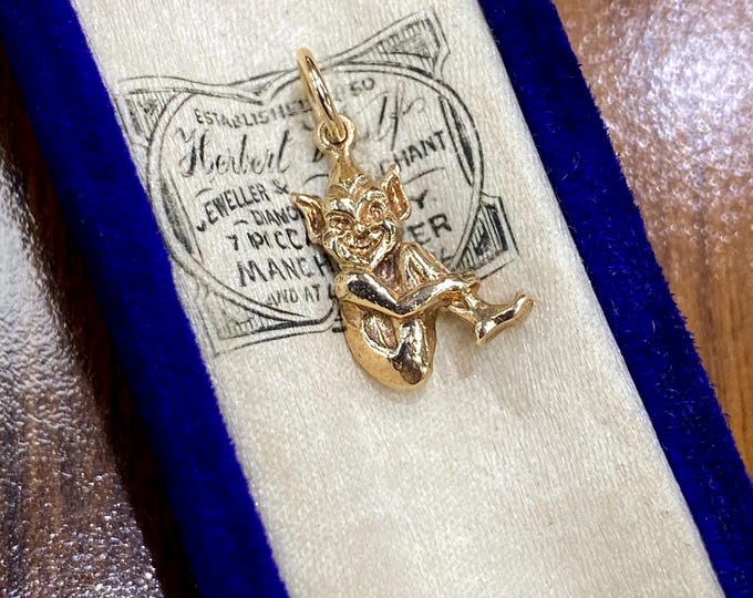 9ct Vintage Solid Yellow Gold Good Luck Pixie Charm - Etsy