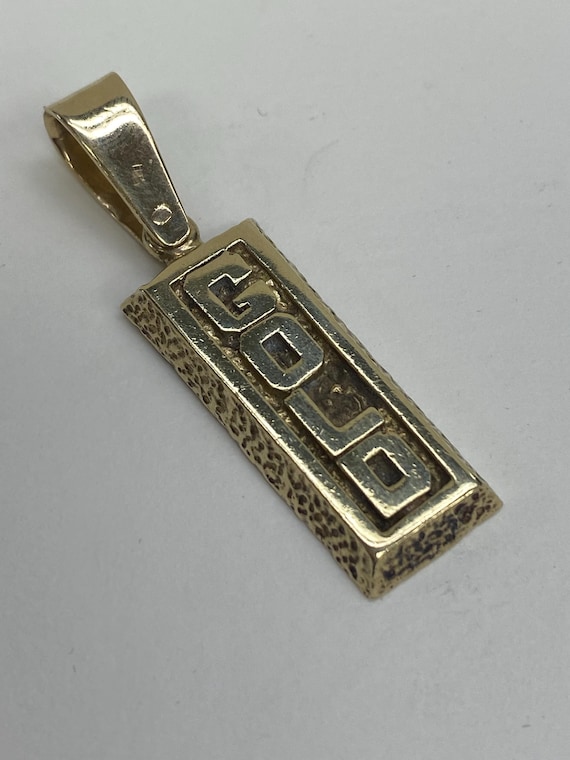 Vintage 9 carat solid gold bullion bar pendant