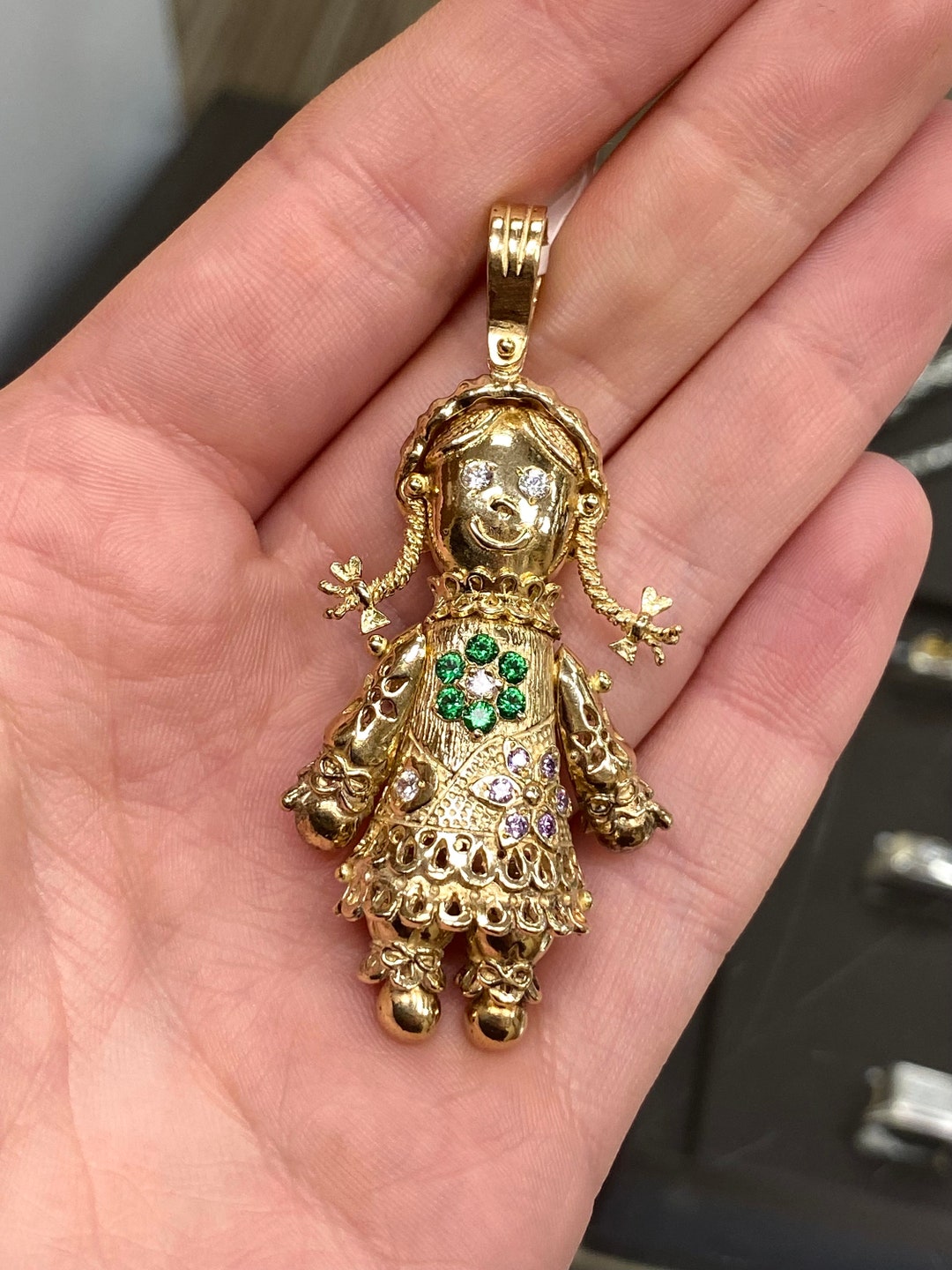 9ct Yellow Gold Large Moveable Ragdoll Pendant - Etsy UK